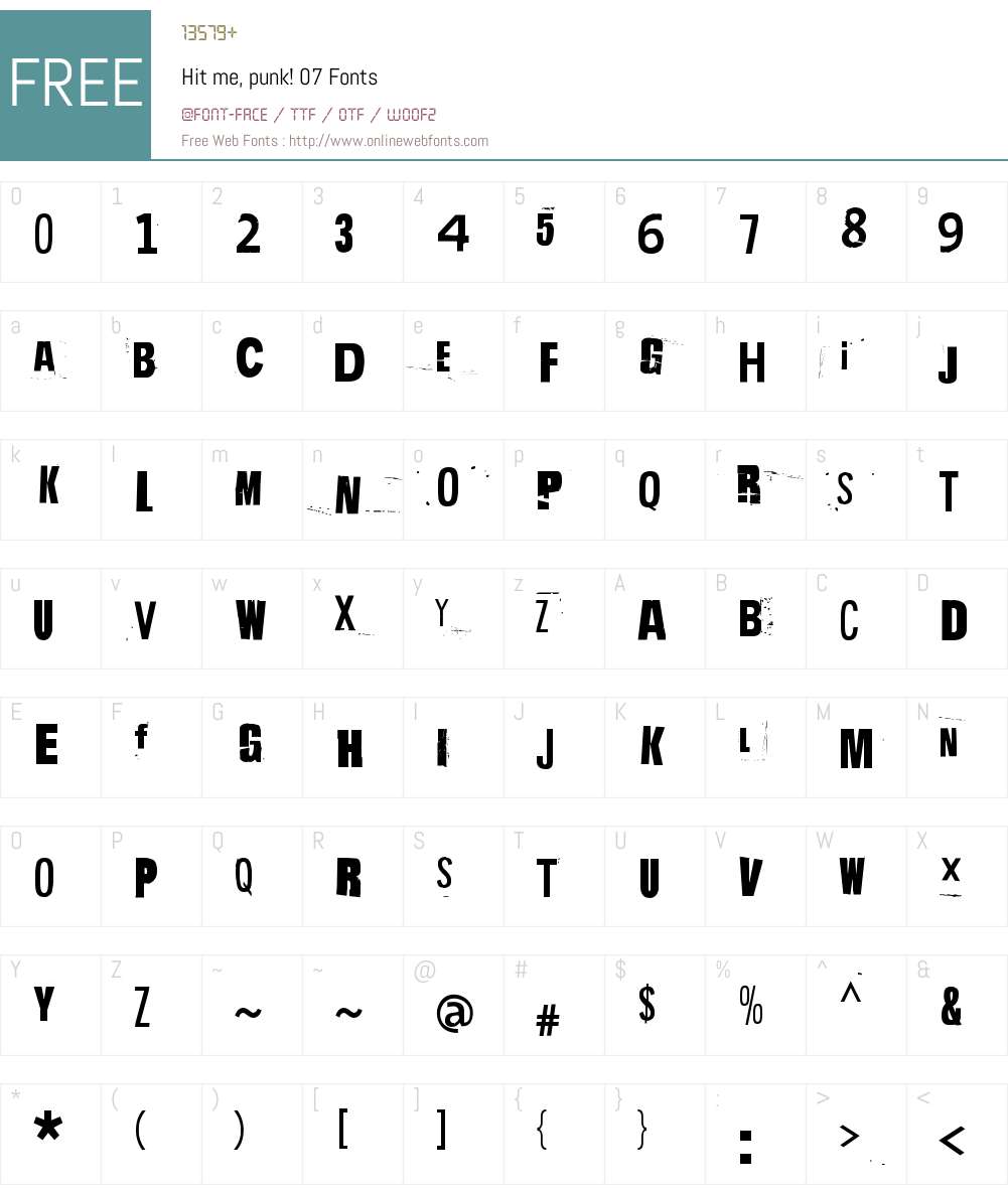 Hit me, punk! 07 1.00 January 30, 2022, initial release Fonts Free ...
