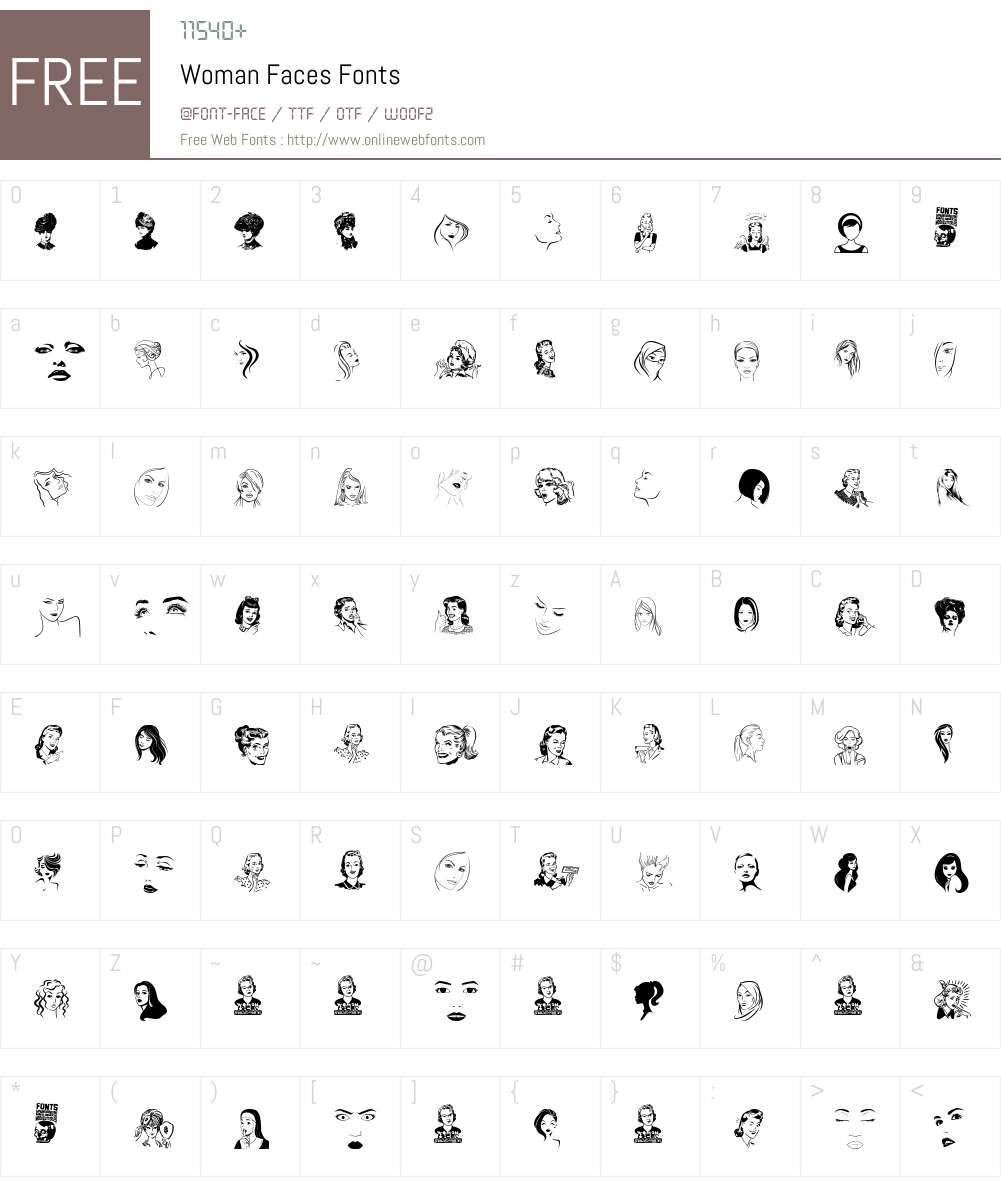 Woman Faces 1.00;June 17, 2019;FontCreator 11.0.0.2388 64-bit Fonts ...