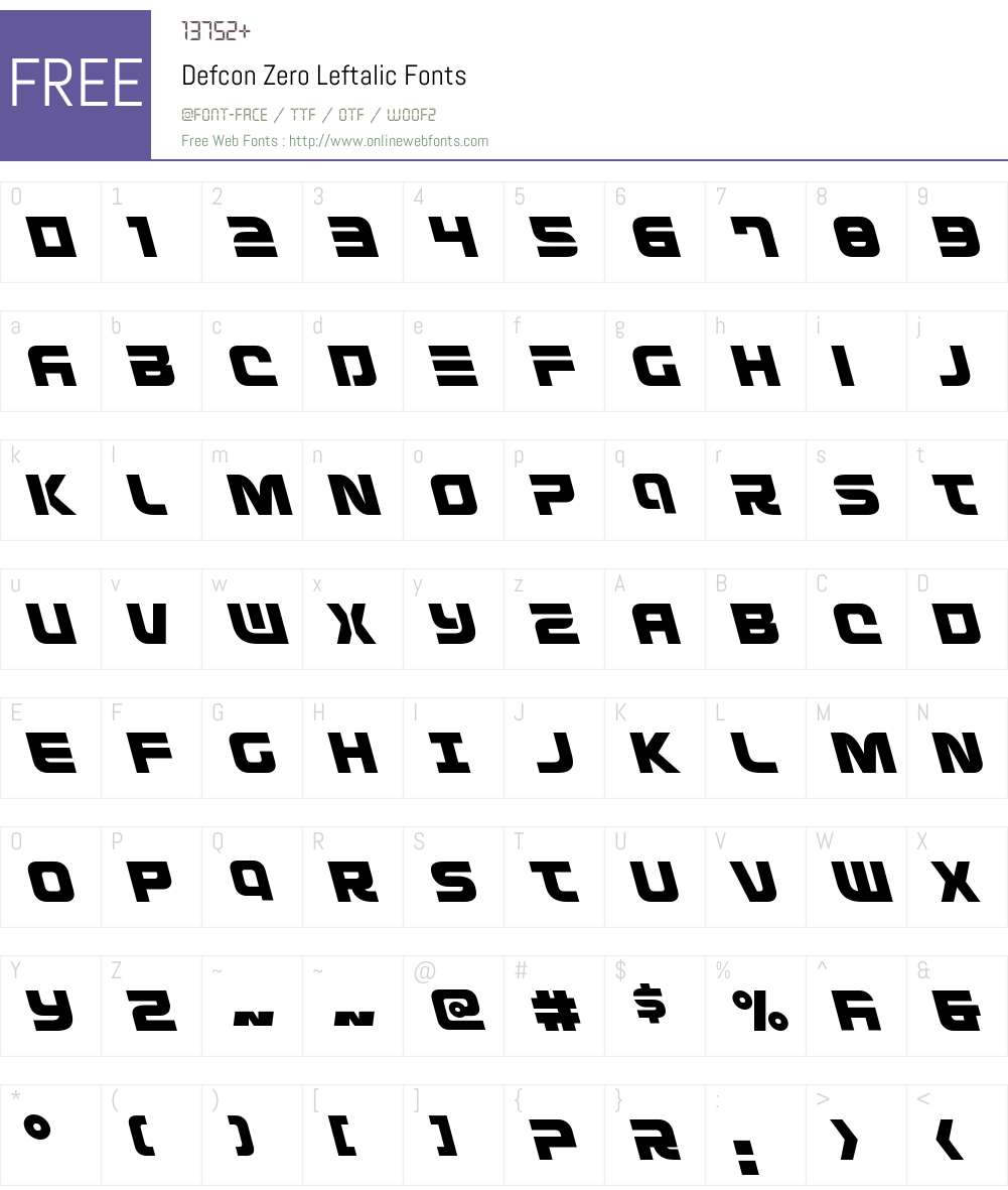 Defcon Zero Leftalic 1.0; 2016 Fonts Free Download - OnlineWebFonts.COM