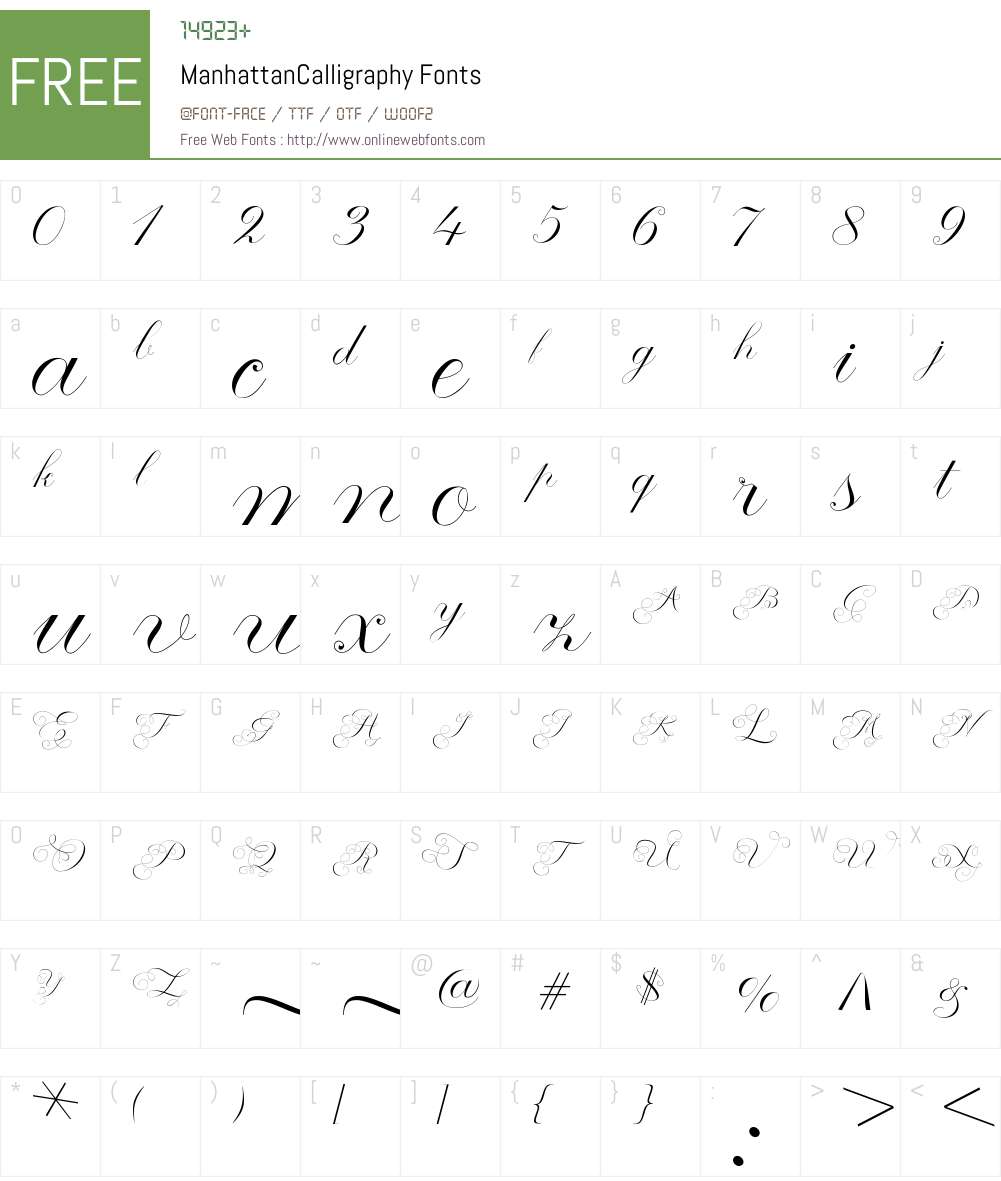 Manhattan Calligraphy 1.000 Fonts Free Download - OnlineWebFonts.COM