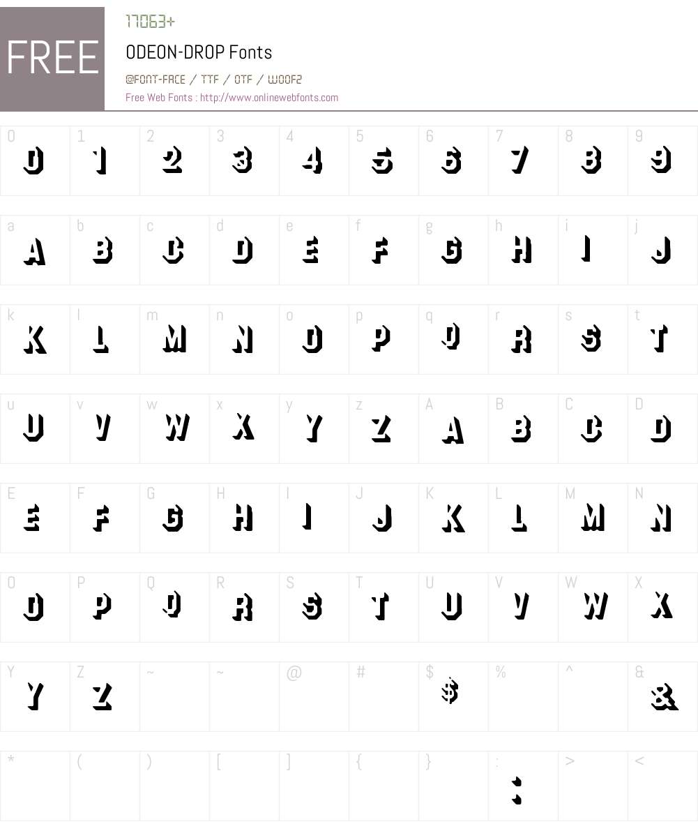 ODEON-DROP 1.00 July 20, 2014, initial release Fonts Free Download - OnlineWebFonts.COM