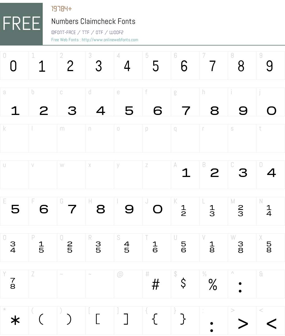 Numbers Claimcheck 001.000 Fonts Free Download - OnlineWebFonts.COM