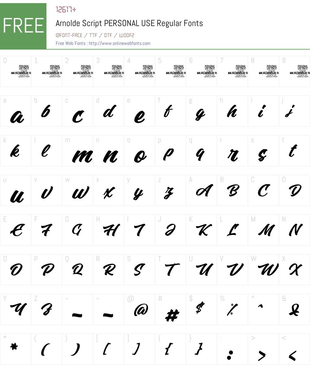 Arnolde Script PERSONAL USE 1.000;Glyphs 3.1.1 (3140) Fonts Free Download - OnlineWebFonts.COM