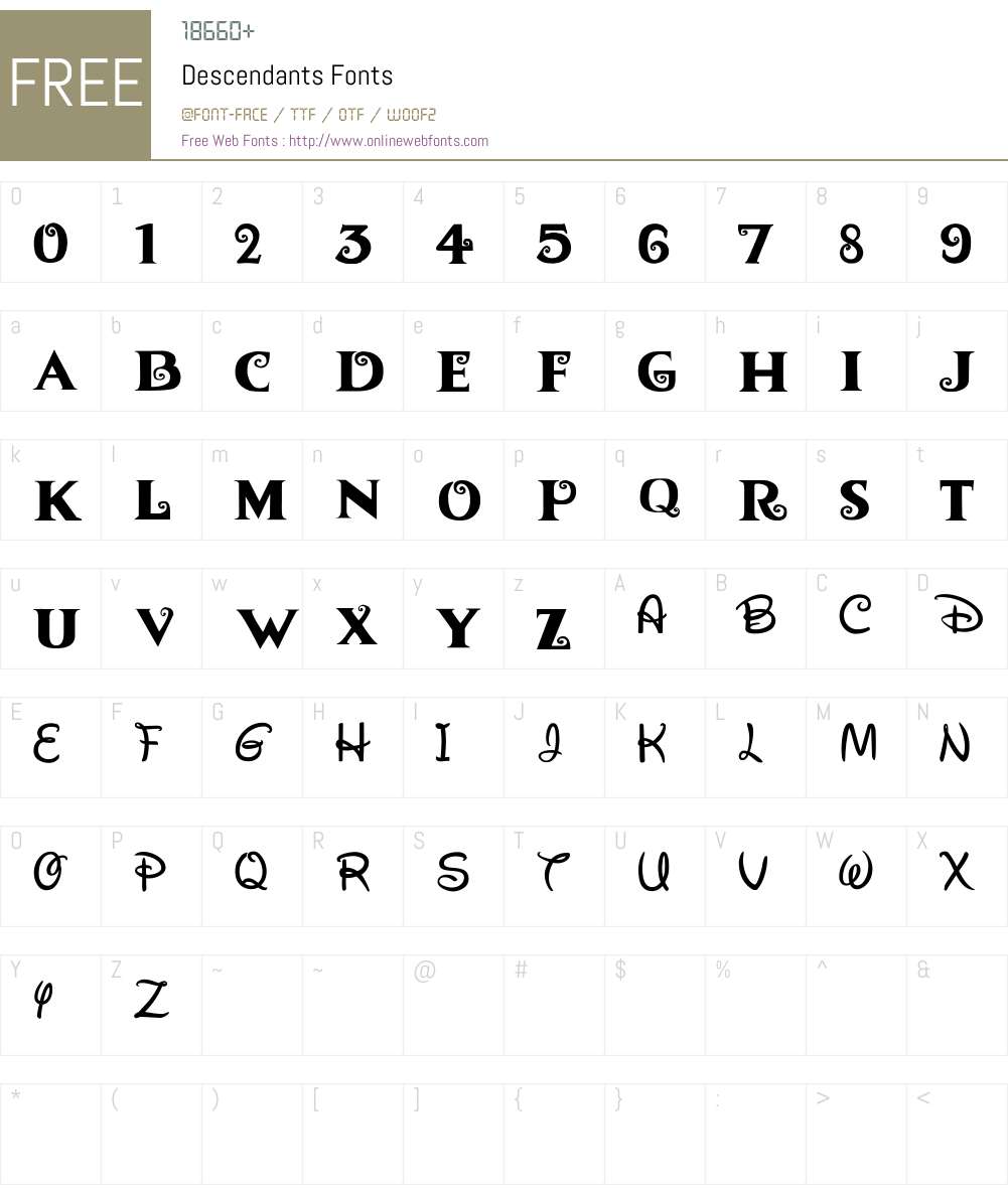 Descendants 1.00;September 10, 2019;FontCreator 12.0.0.2522 32-bit ...
