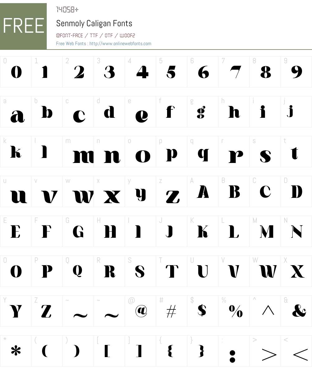 Senmoly Caligan 1.00;February 8, 2023;FontCreator 13.0.0.2683 32-bit ...