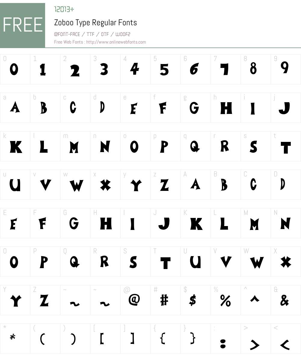 Zoboo Type Regular Fonts Free Download - OnlineWebFonts.COM