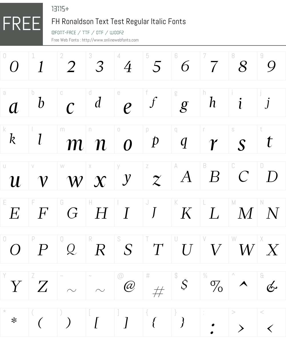 FH Ronaldson Text Test Italic 0.003;Glyphs 3.1.1 (3148) Fonts Free ...