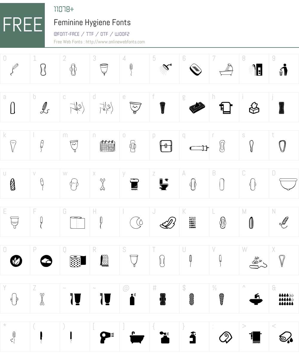 Feminine Hygiene 1.00 July 19, 2016, initial release Fonts Free ...