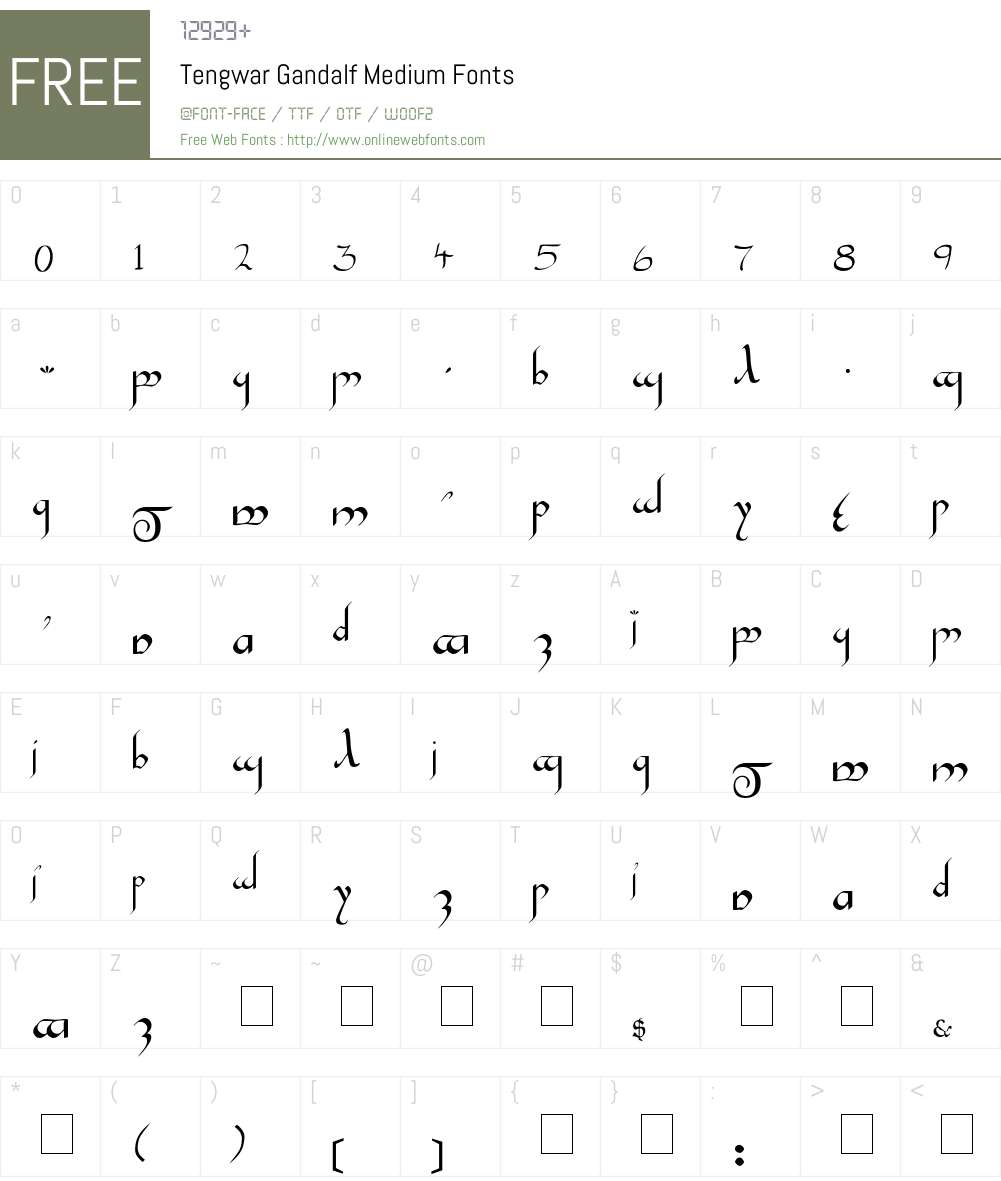 Tengwar Gandalf Medium 001.001 Fonts Free Download - OnlineWebFonts.COM
