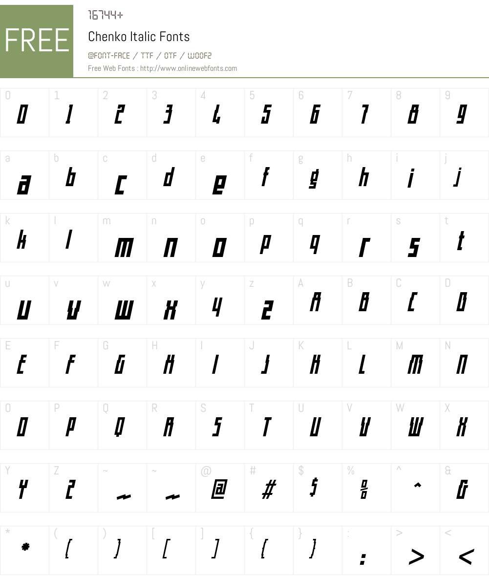 Chenko Italic 1.00 February 5, 2017, initial release Fonts Free ...