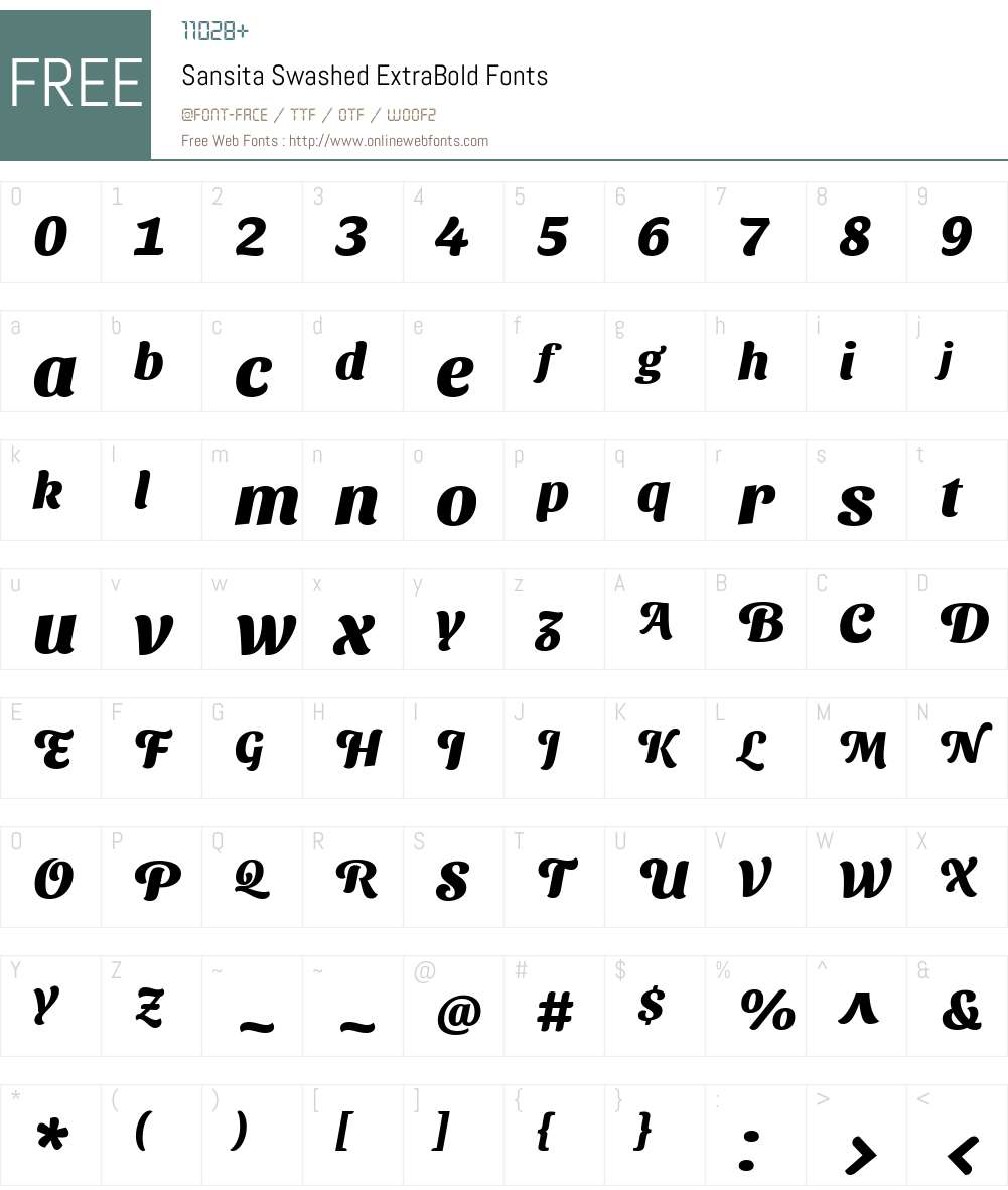 Sansita Swashed ExtraBold 1.003; ttfautohint (v1.8.3) Fonts Free ...