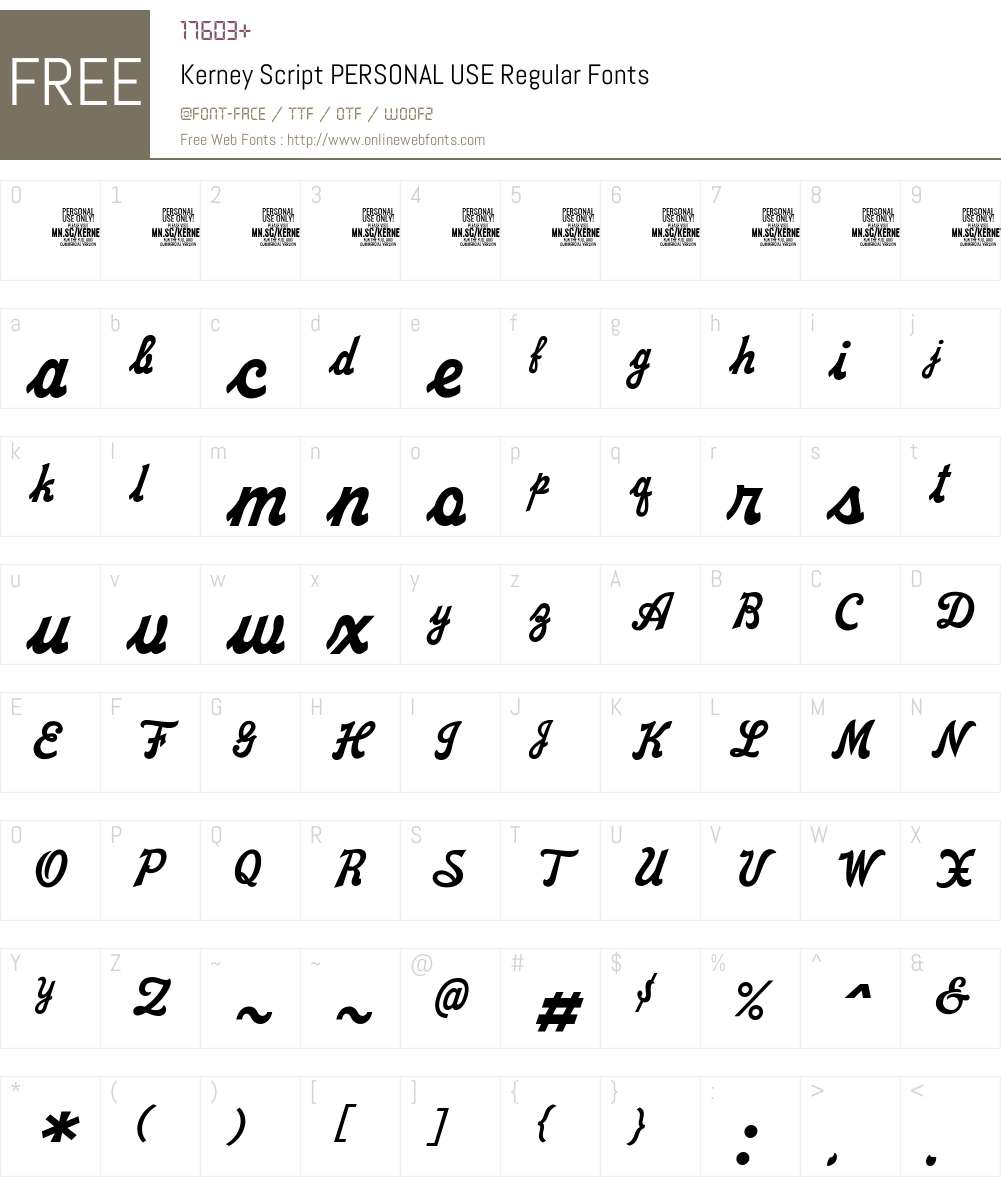 Kerney Script PERSONAL USE 1.000;FEAKit 1.0 Fonts Free Download - OnlineWebFonts.COM