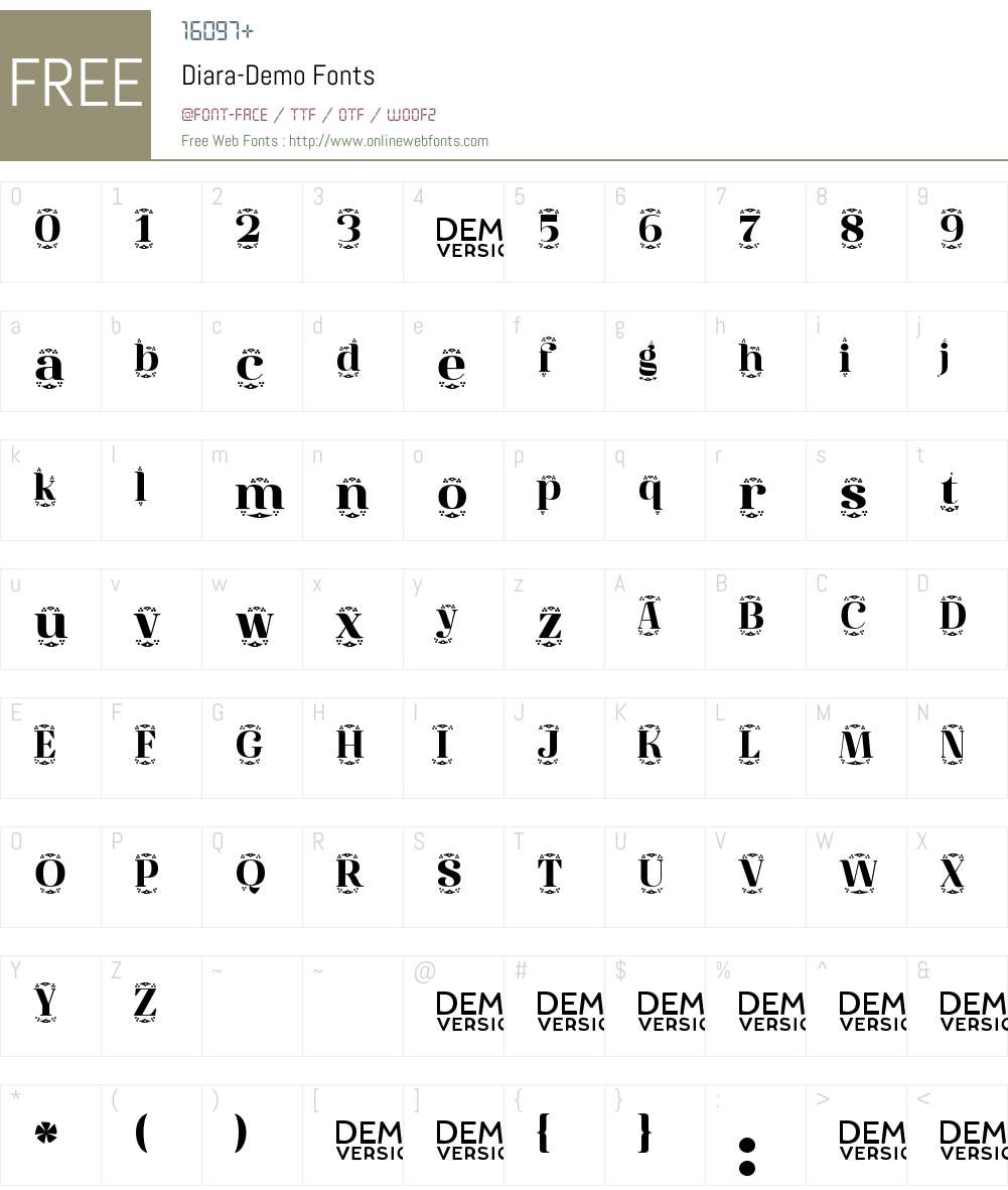 Diara-Demo 1.000;PS 001.000;hotconv 1.0.88;makeotf.lib2.5.64775 Fonts ...