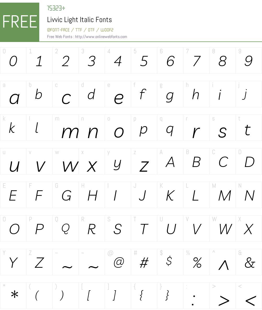Livvic Light Italic 1.001; ttfautohint (v1.8.2) Fonts Free Download ...