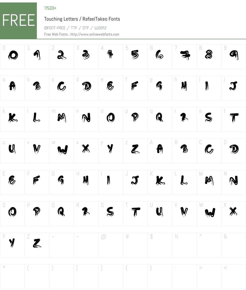 Touching Letters / RafaelTakeo 1.000 Fonts Free Download ...