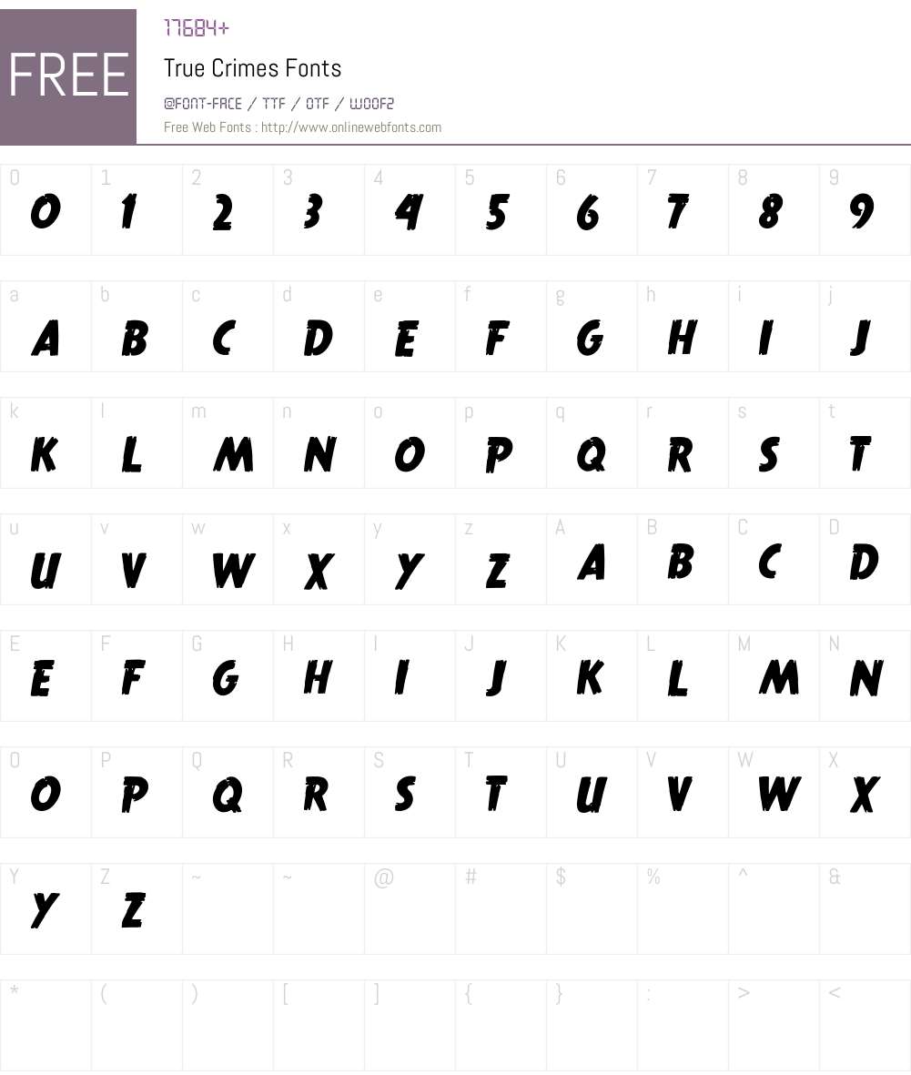 True Crimes 2002; 1.0, initial release Fonts Free Download ...
