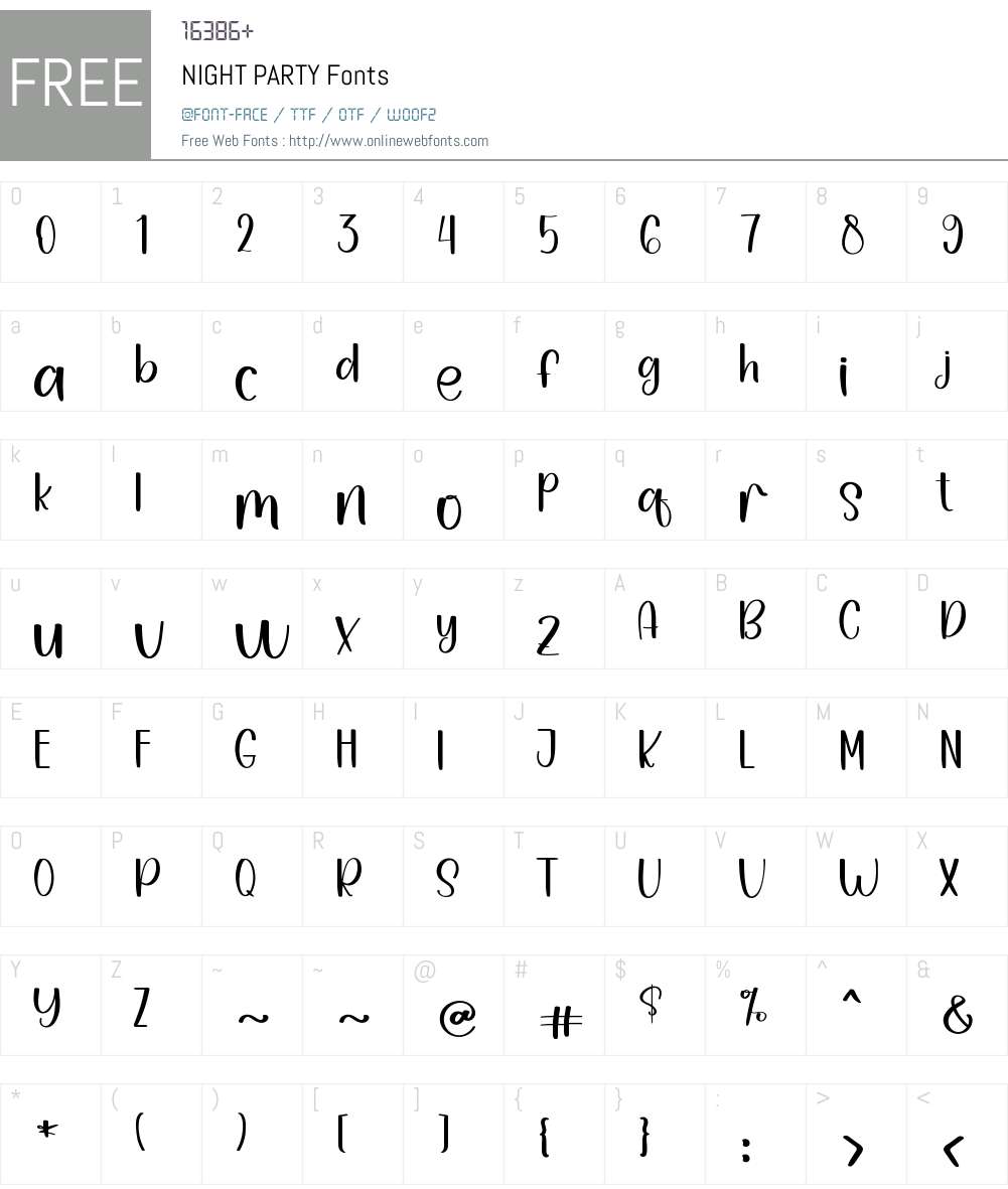 NIGHT PARTY 1.001;Fontself Maker 3.5.8 Fonts Free Download ...