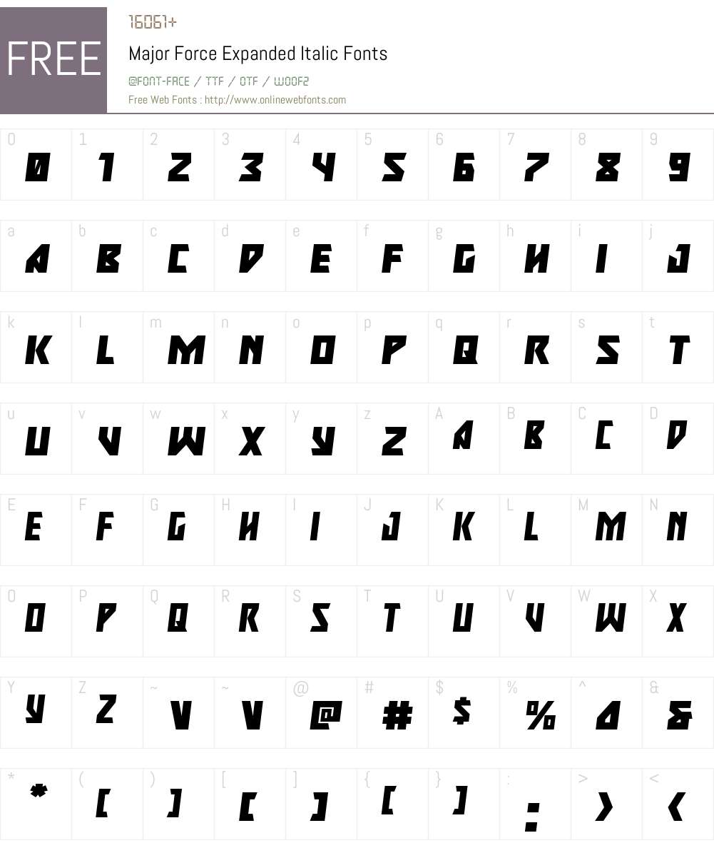 Major Force Expanded Italic 1.0; 2015 Fonts Free Download ...