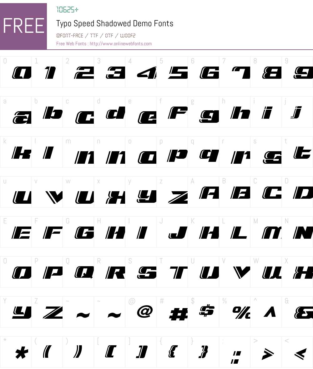 Typo Speed Shadowed Demo 1.00 August 23, 2021, initial release Fonts ...