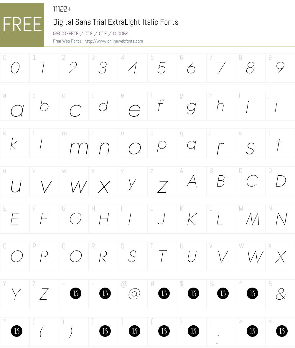 Digital Sans Trial ExtraLight 1.000;Glyphs 3.1.2 (3149) Fonts Free Download - OnlineWebFonts.COM