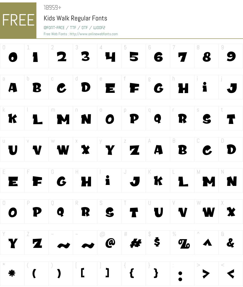 Kids Walk 1.000 Fonts Free Download - OnlineWebFonts.COM