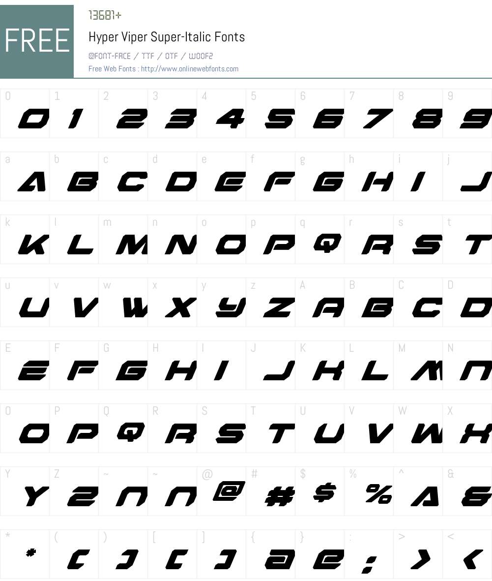 Hyper Viper Super-Italic 1.0; 2019 Fonts Free Download - OnlineWebFonts.COM