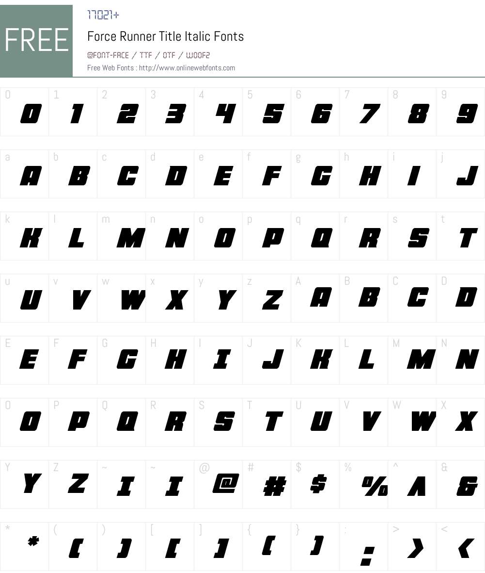 Force Runner Title Italic 1.0; 2022 Fonts Free Download - OnlineWebFonts.COM