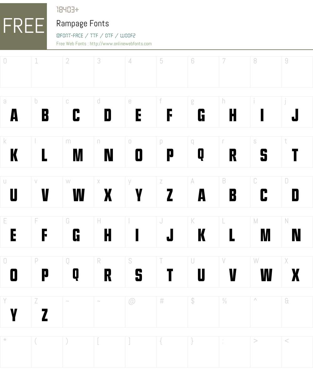Rampage 1.00 April 23, 2018, initial release Fonts Free Download - OnlineWebFonts.COM