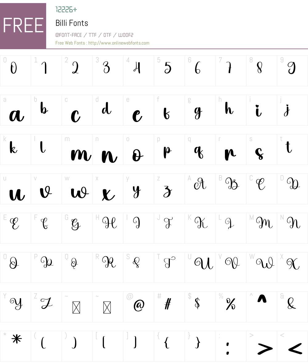 Billi 1.001;Fontself Maker 3.5.7 Fonts Free Download - OnlineWebFonts.COM