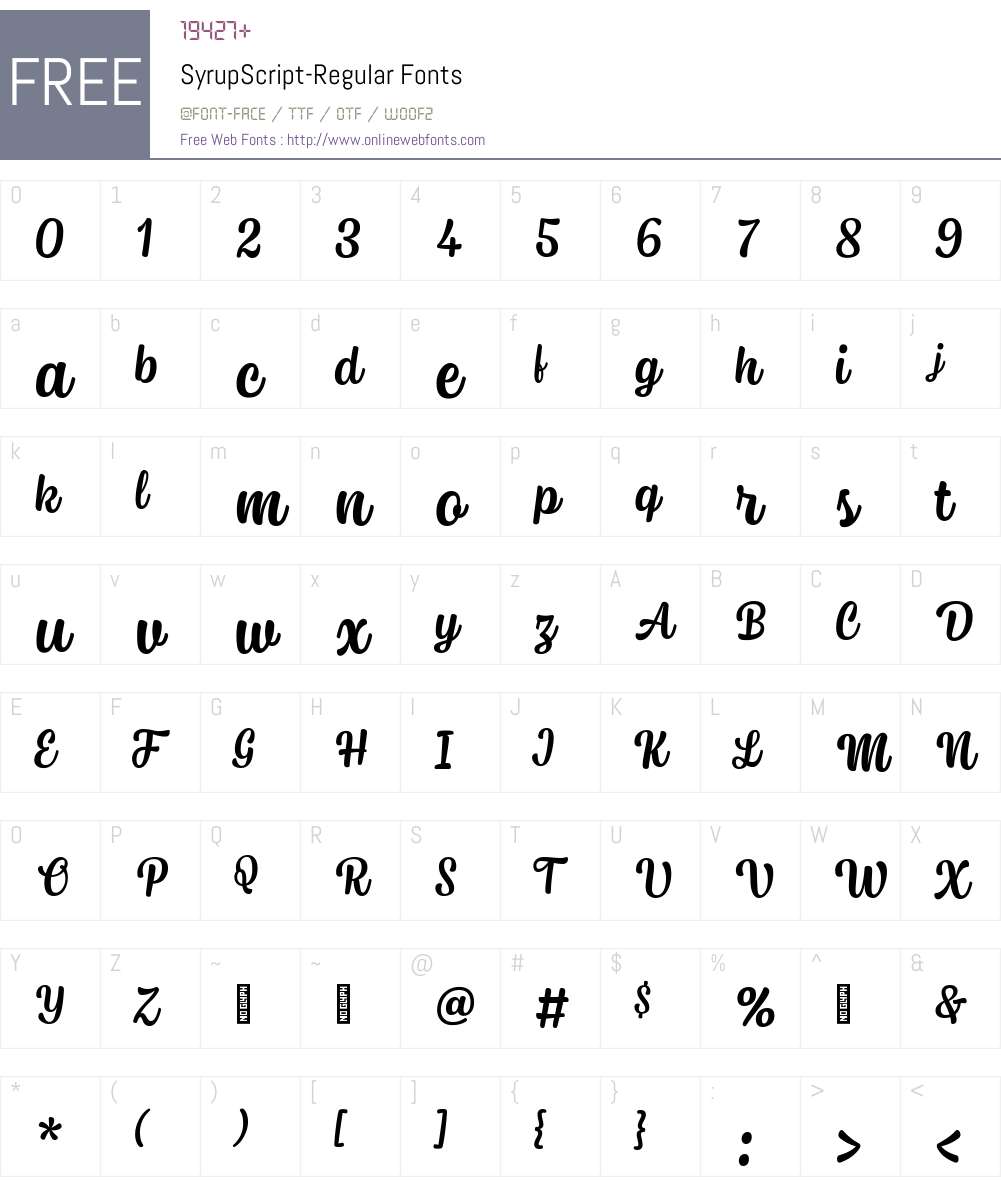 SyrupScript-Regular 1.000 Fonts Free Download - OnlineWebFonts.COM