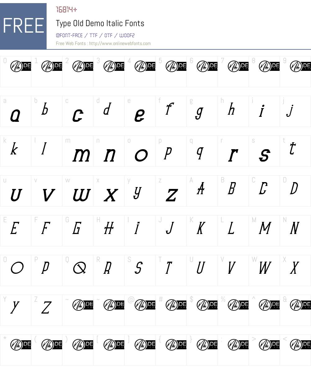 Type Old Demo Italic 1.003;Fontself Maker 3.5.4 Fonts Free Download - OnlineWebFonts.COM