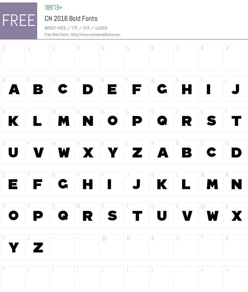CN 2016 Bold 1.00 June 11, 2016, initial release Fonts Free Download ...
