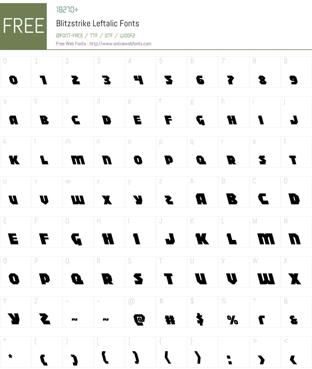 Blitzstrike Leftalic 1.0; 2012 Fonts Free Download - OnlineWebFonts.COM