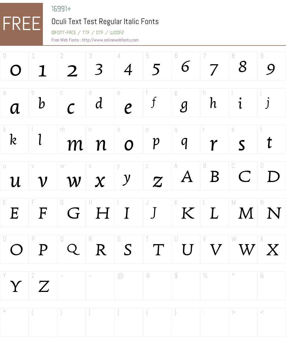 Oculi Text Test Regular Italic 1.001 Fonts Free Download ...