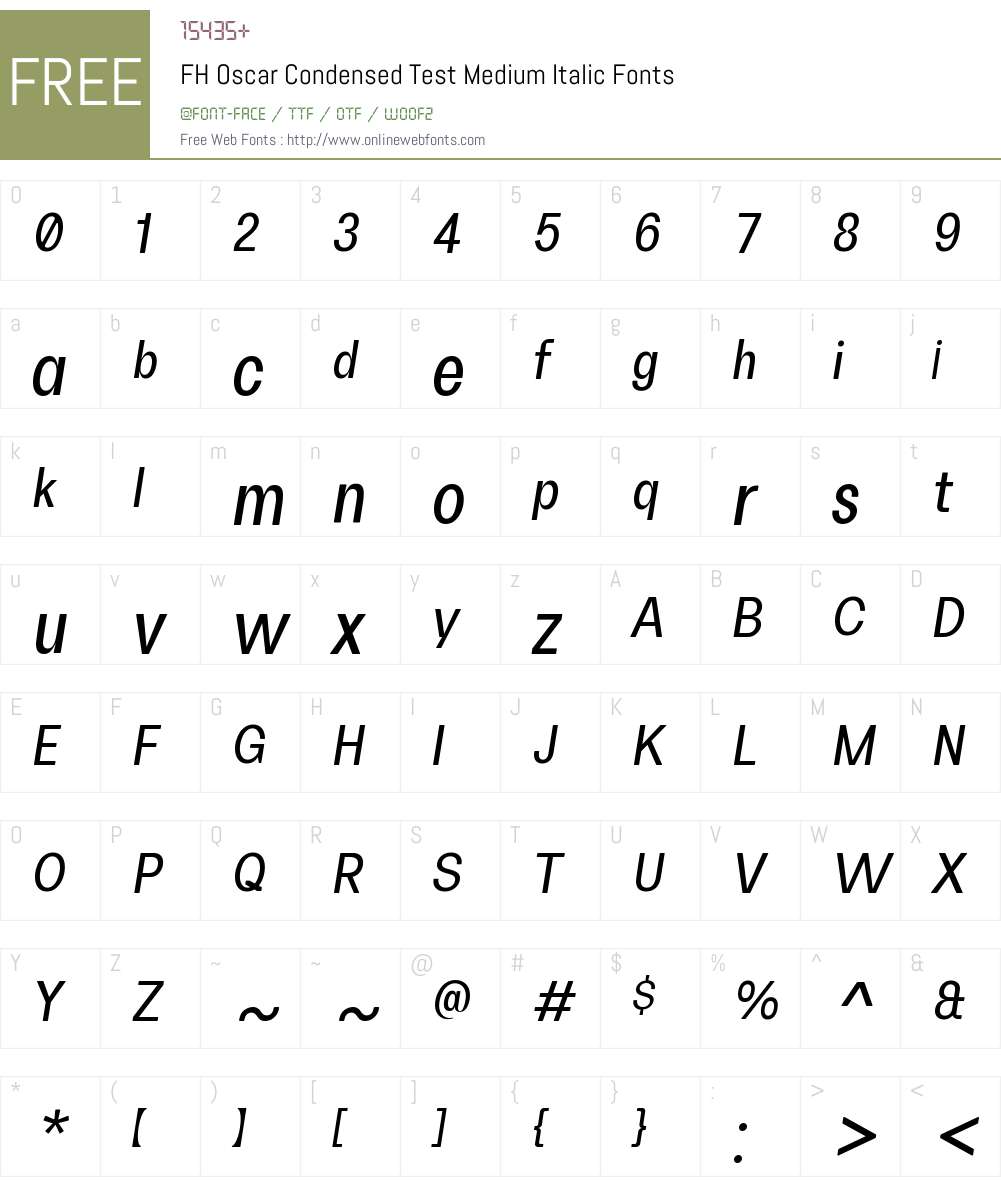FH Oscar Condensed Test Medium It 2.000;Glyphs 3.1.1 (3148) Fonts Free ...