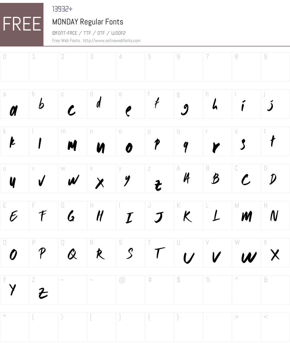 MONDAY Regular 1.000 Fonts Free Download - OnlineWebFonts.COM