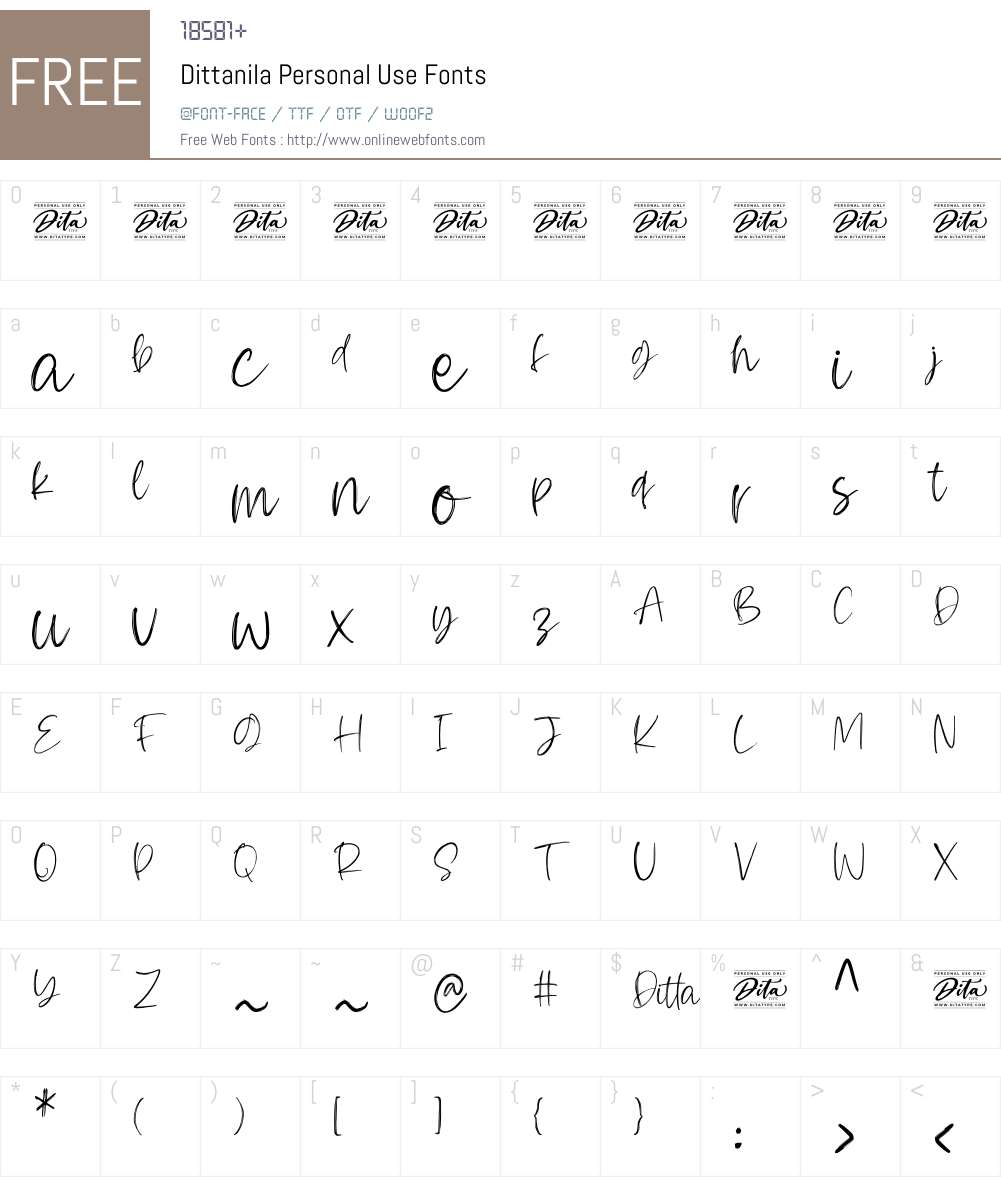 Dittanila Personal Use 1.00;September 30, 2020;FontCreator 12.0.0.2567 ...