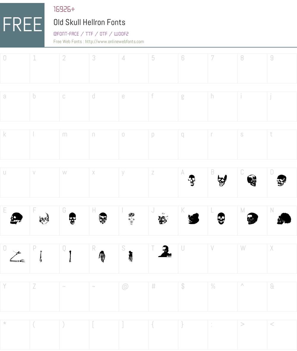 Old Skull Hellron 1.00 September 29, 2007, initial release Fonts Free ...