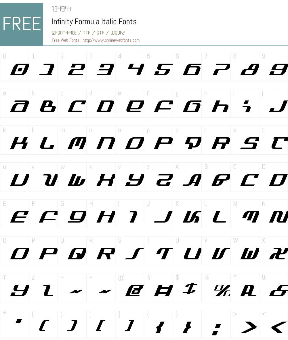Infinity Formula Italic 1 Fonts Free Download - OnlineWebFonts.COM