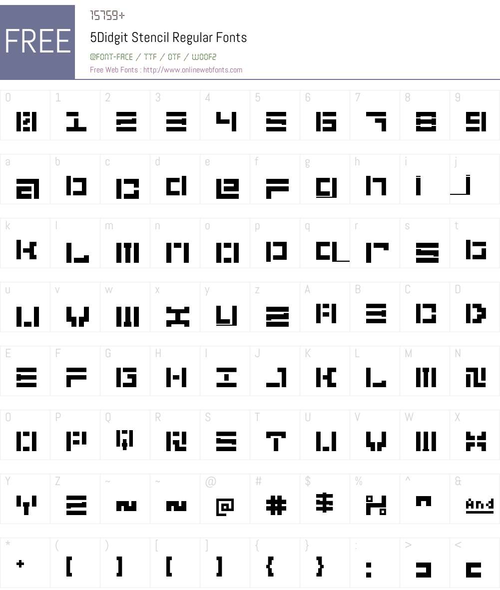 5Didgit Stencil Regular 1.0 Fonts Free Download - OnlineWebFonts.COM