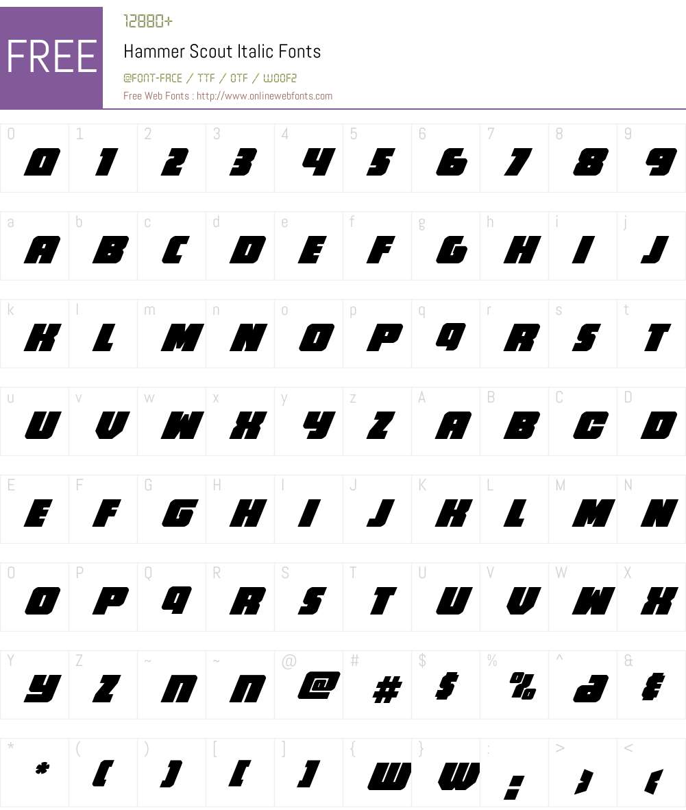 Hammer Scout Italic 1.0; 2022; Fonts Free Download - OnlineWebFonts.COM