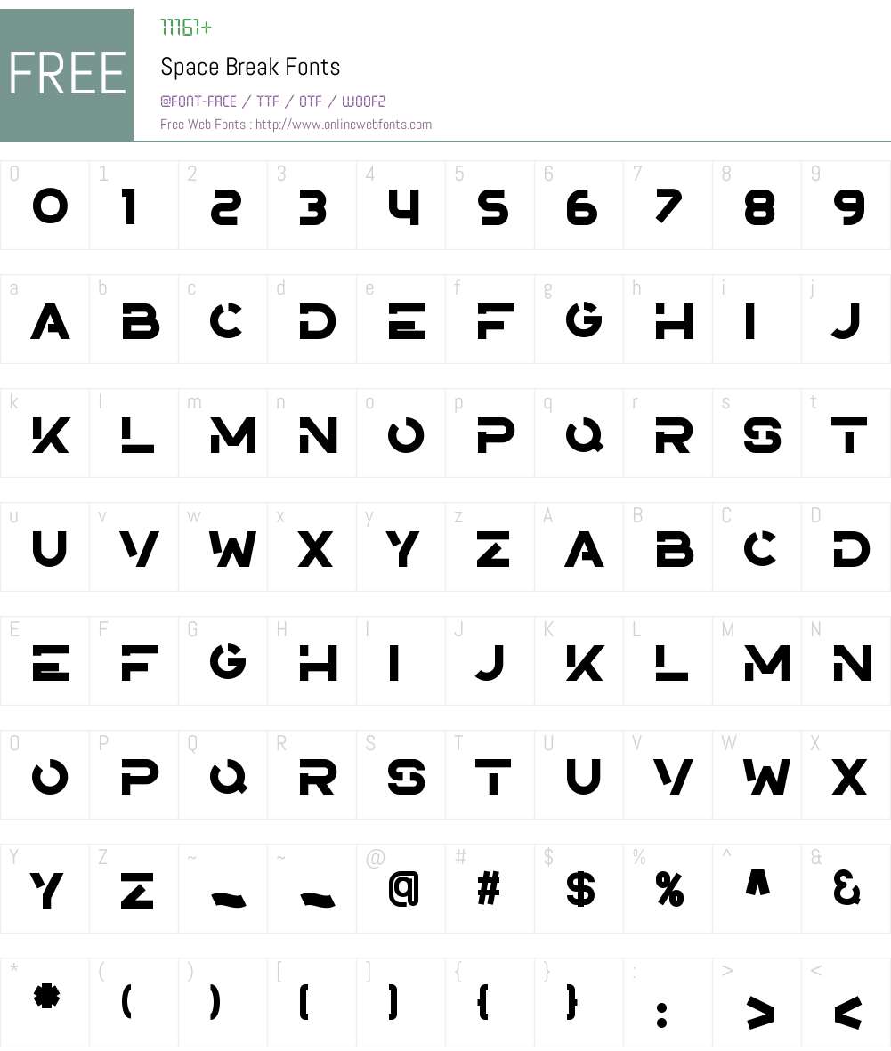 Space Break 1.001; Fonts Free Download - OnlineWebFonts.COM