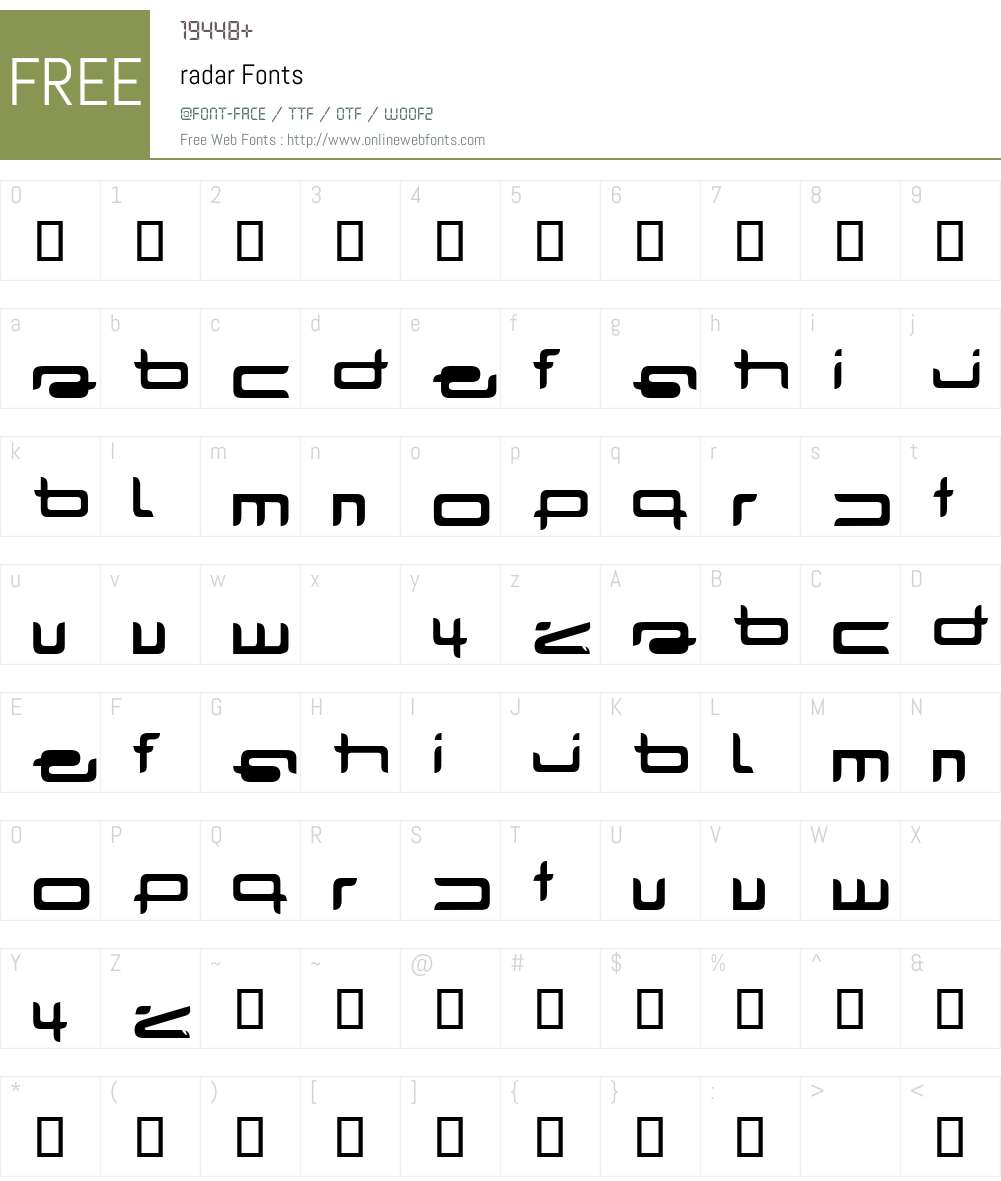 radar V1 Macromedia Fontographer 4.1 7/04/1999 Fonts Free Download ...