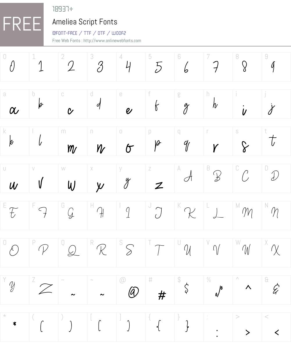 Ameliea Script 1.00 February 4, 2017, initial release Fonts Free Download - OnlineWebFonts.COM