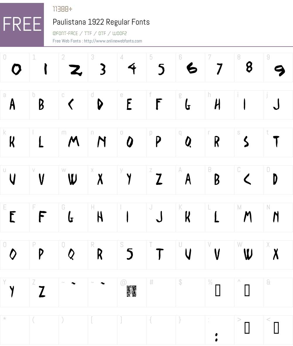 Paulistana 1922 Regular 1.00 2014 Fonts Free Download - OnlineWebFonts.COM