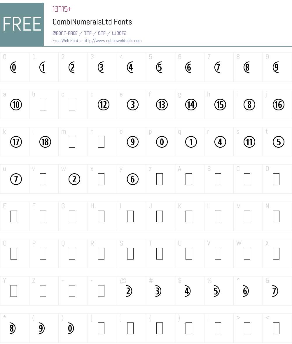 CombiNumerals Ltd 1.060 Fonts Free Download - OnlineWebFonts.COM