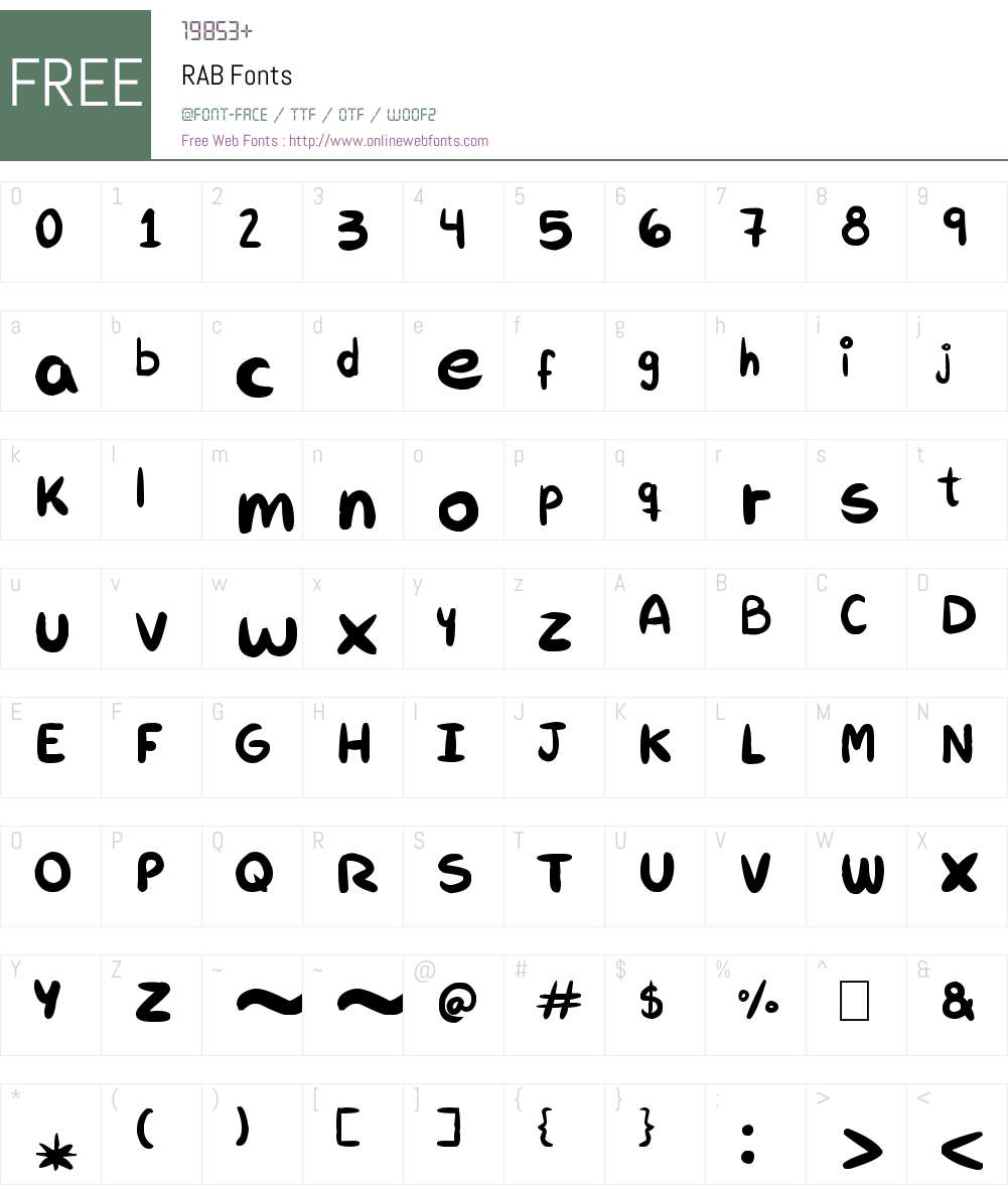 RAB 1.00 August 11, 2017, initial release Fonts Free Download ...
