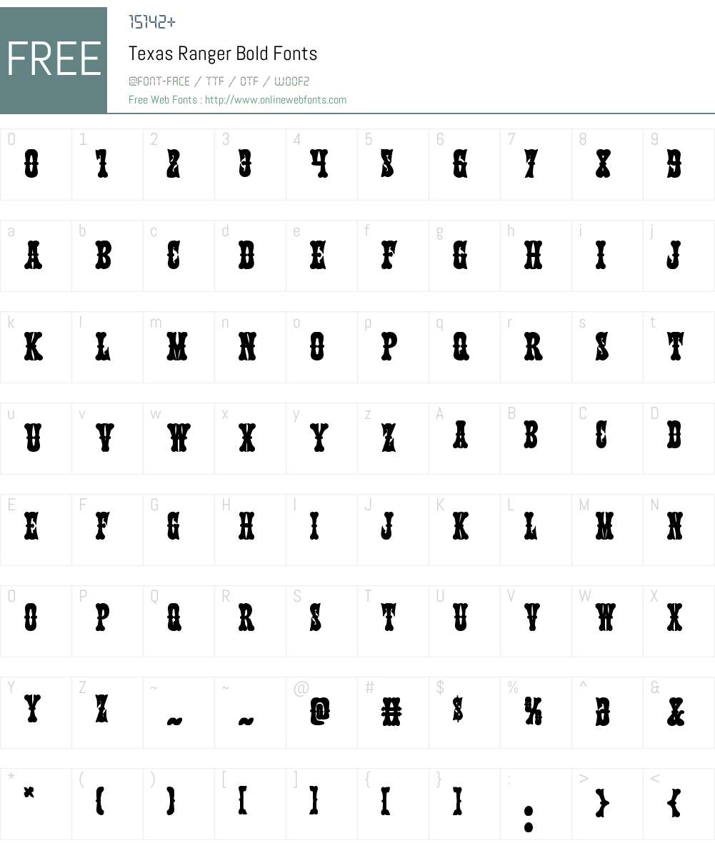 Texas Ranger Bold 1.0; 2013 Fonts Free Download - OnlineWebFonts.COM