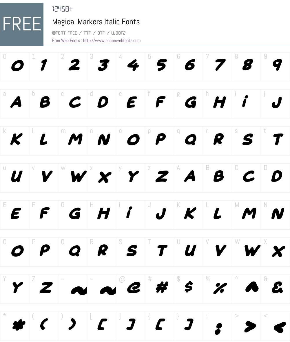 Magical Markers Italic 1.00 January 5, 2019, initial release Fonts Free ...