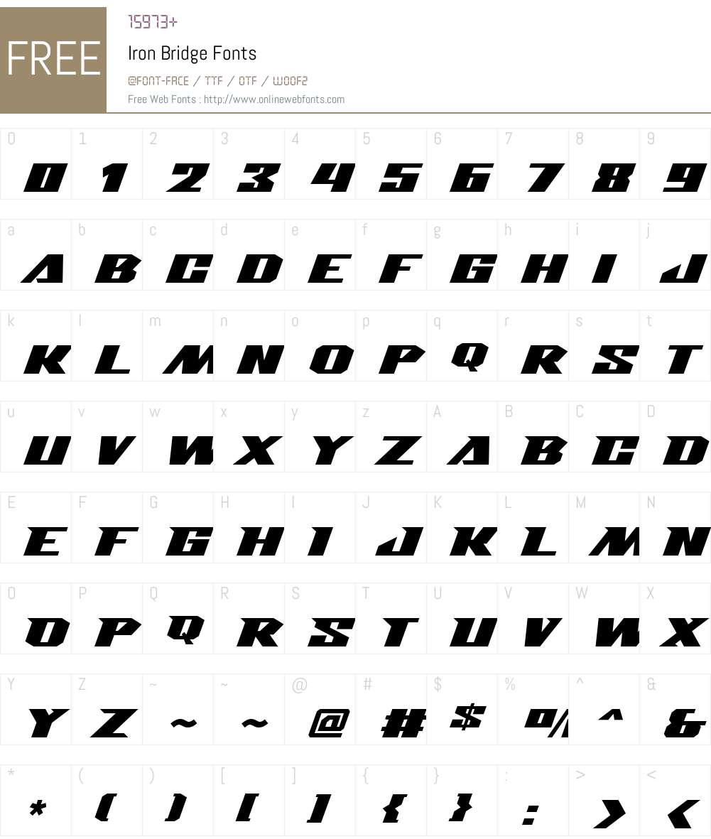 Iron Bridge 1.00;July 29, 2021;FontCreator 12.0.0.2563 64-bit Fonts ...